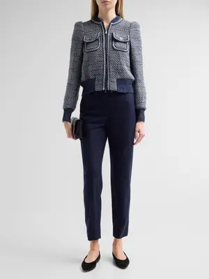 MAISON COMMON Tweed Bomber Jacket - Navy