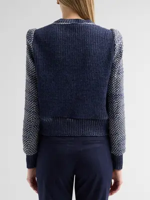 MAISON COMMON Tweed Bomber Jacket - Navy