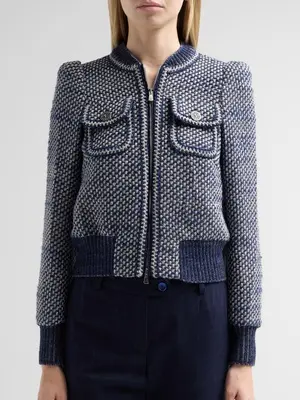 MAISON COMMON Tweed Bomber Jacket - Navy