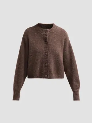 FRAME Flecked Wool-cashmere Cardigan - Brown