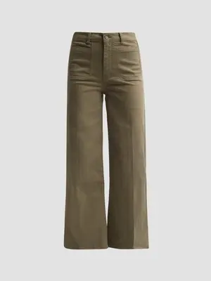 FRAME Le Slim Palazzo Modernist Pocket Crop Pants - Grasshopper