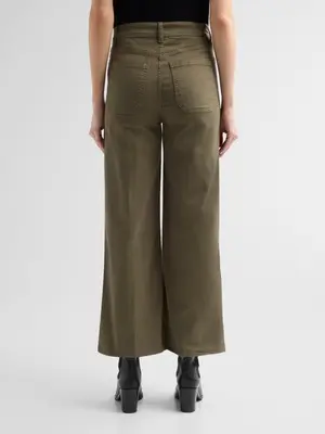 FRAME Le Slim Palazzo Modernist Pocket Crop Pants - Grasshopper