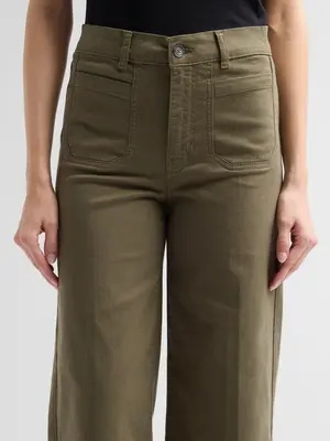 FRAME Le Slim Palazzo Modernist Pocket Crop Pants - Grasshopper