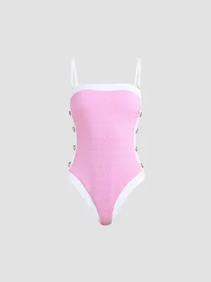 L'Agence Colorblock Chic Tory Bandeau One-piece Swimsuit - Blush