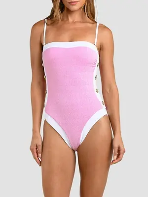 L'Agence Colorblock Chic Tory Bandeau One-piece Swimsuit