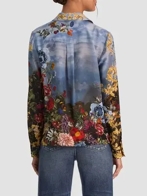Alice + Olivia Willa Floral Silk Button-front Top