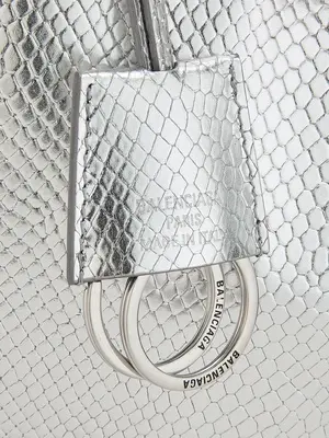 Balenciaga Rodeo Embossed Leather Top Handle Bag - Silver