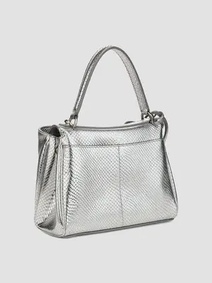 Balenciaga Rodeo Embossed Leather Top Handle Bag - Silver