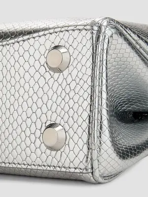 Balenciaga Rodeo Embossed Leather Top Handle Bag - Silver