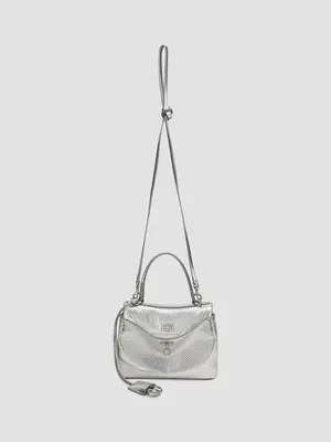 Balenciaga Rodeo Embossed Leather Top Handle Bag - Silver