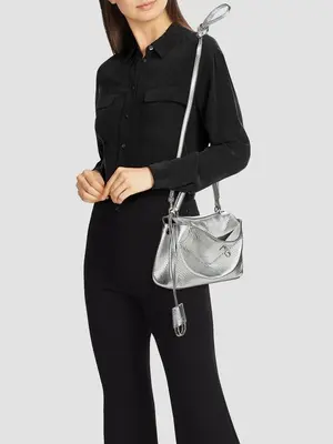 Balenciaga Rodeo Embossed Leather Top Handle Bag - Silver