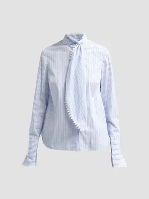 MAISON COMMON Embroidered Stripe Cotton Shirt