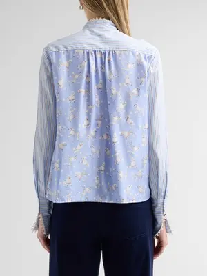 MAISON COMMON Embroidered Stripe Cotton Shirt
