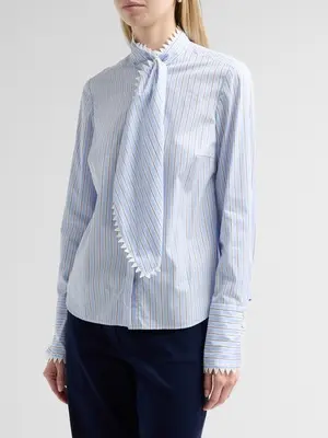 MAISON COMMON Embroidered Stripe Cotton Shirt