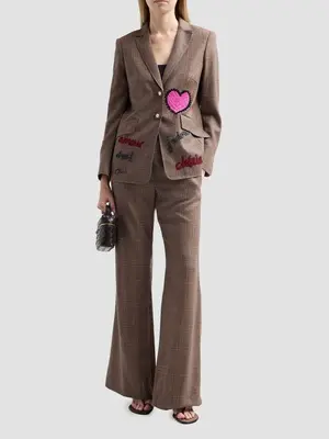 MAISON COMMON Glen Plaid Wool Trousers