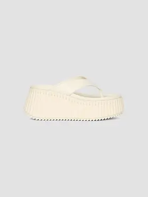 Chloé Nama Leather Wedge Sandals - Eggshell