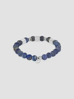 Tateossian Giza Tubo Rhodium-plated Sterling Silver & Lapis Beaded Bracelet - Blue