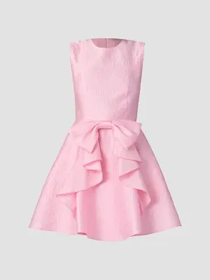 Shoshanna Gabby Wave Jacquard Bow Minidress - Peony
