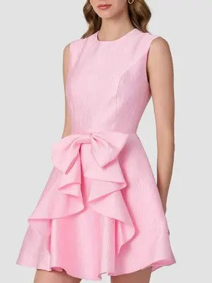 Shoshanna Gabby Wave Jacquard Bow Minidress