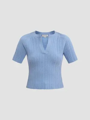 Rebecca Taylor Bouclé Knit Cotton Blend Sweater - Azure