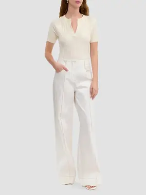 Rebecca Taylor Bouclé Knit Cotton Blend Sweater - Ivory
