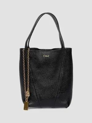 Chloé Small Spin Leather Tote Bag - Black