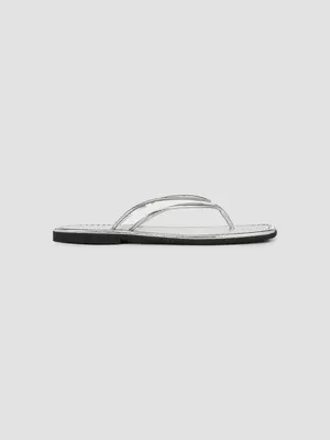 Veronica Beard Clea Leather Flat Sandals - Clear Silver