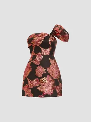 Dress The Population Olive One-shoulder Brocade Minidress