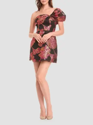 Dress The Population Olive One-shoulder Brocade Minidress