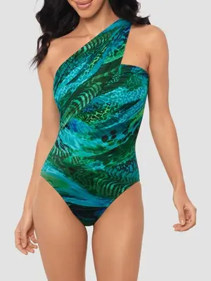 Magicsuit Margarita Abstract Shirred Convertible One-piece Swimsuit - Blue Multi