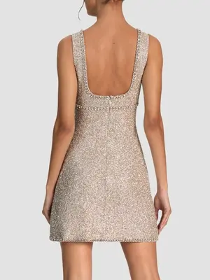 Alice + Olivia Mandy Embellished Plungingv-neck Mini Dress