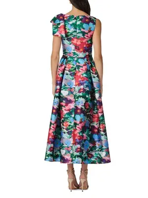 Shoshanna Eleanor Pleated Floral Midi-dress