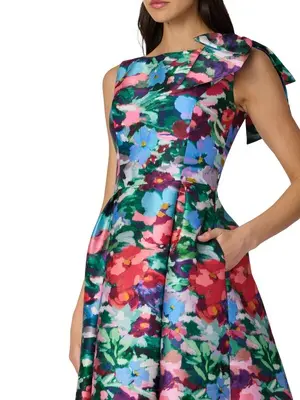 Shoshanna Eleanor Pleated Floral Midi-dress