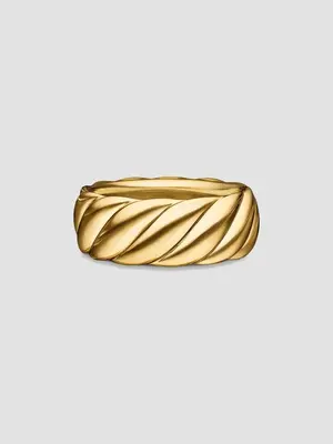 David Yurman Sculpted Cable Contour Band Ring In 18k Yellow 9mm - Gold
