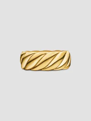 David Yurman Sculpted Cable Contour Band Ring In 18k Yellow 9mm