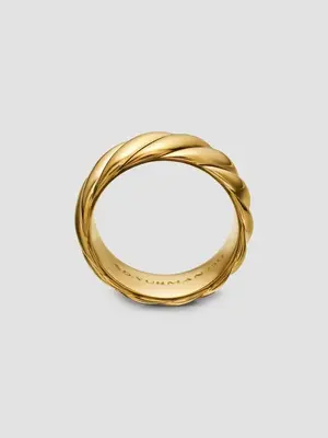 David Yurman Sculpted Cable Contour Band Ring In 18k Yellow 9mm