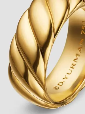David Yurman Sculpted Cable Contour Band Ring In 18k Yellow 9mm