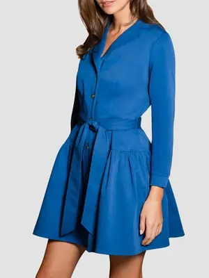 Shoshanna Emma Tie-waist Mini-shirtdress - Deep Blue