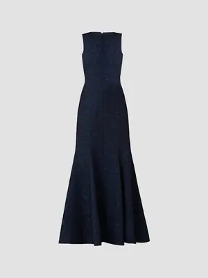 Shoshanna Wilson Jacquard Mermaid Gown - Deep Navy