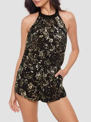 Magicsuit Balinese Piper Abstract Cotton Halterneck Playsuit