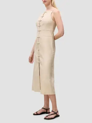 Rebecca Taylor Beatrice Stretch Linen-blend Midi-dress - Sand