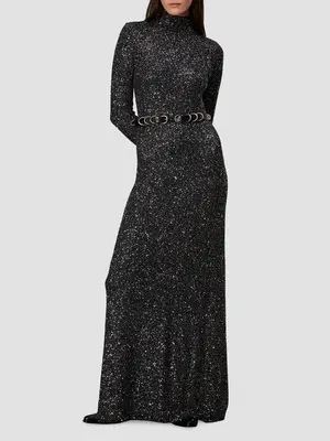 Rag & Bone Danni Metallic Knit Turtleneck Gown