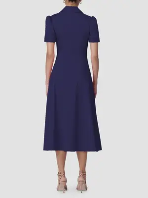 Shoshanna Barnet Gathered Waist Midi-dress - Navy