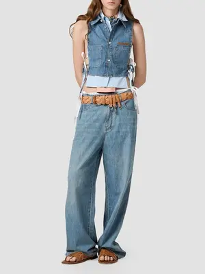 Miu Miu Cropped Chambray Tie Shirt