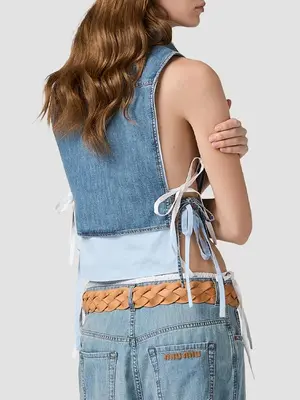 Miu Miu Cropped Chambray Tie Shirt