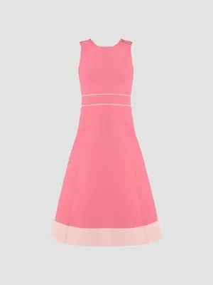 Shoshanna Tiffany Button-shoulder Midi Dress - Blush