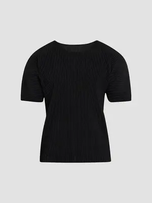 Issey Miyake Pleated Drop-shoulder T-shirt - Black