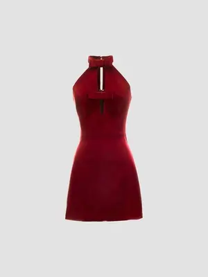 Dress The Population Mina Bow Cocktail Minidress - Garnet