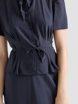 Prada Embroidered Marocain Dress - Blue