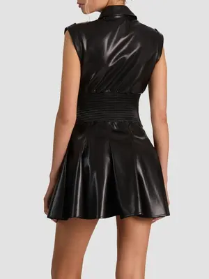 Alice + Olivia Kim Faux-leather Mini Shirtdress